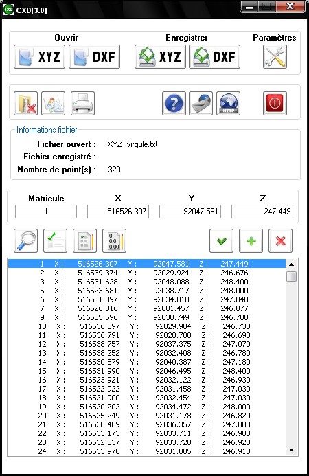 CXD - Logiciel de conversion de fichiers aux formats XYZ et DXF